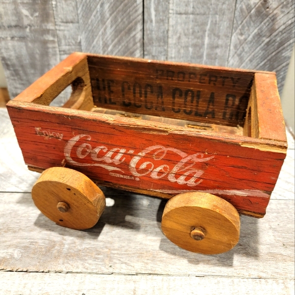Coca Cola | Other | Vintage Cocacola Wooden Crate Wagon Toy | Poshmark